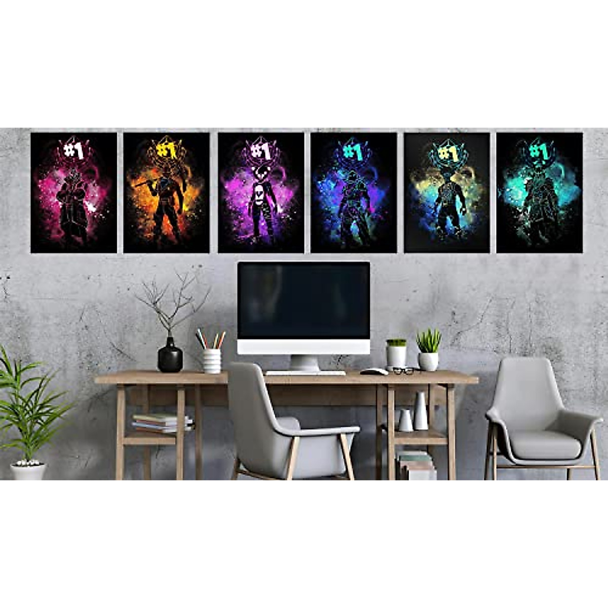 JLXXWNS Battle Royale Video Game Posters Boys Room decor poster, Boys Bedroom Wall Art cool posters Game Themed Skins Decor Canvas Print(Set of 6 8x10 Inch)