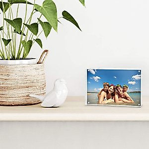 Americanflat 4x6 Acrylic Picture Frame - Double Sided Frames with Magnetic Corners - Transparent Acrylic Frames for Desk or Tabletop Display - 4x6 Picture Frame with Microfiber Cloth Included