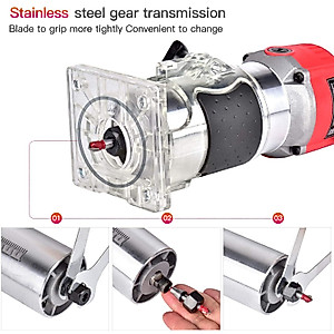 Compact Wood Palm Router Tool Hand Trimmer Woodworking Joiner Cutting Palmming Tool 30000R/MIN 650-800W 110V with 12PCS 1/4" Router Bits