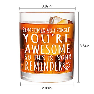 DAZLUTE Thank You Gifts for Men, Sometimes You Forget You're Awesome Whiskey Glass, Appreciation Gift Inspirational Gift Encouragement Gift for Men Coworker Friend Employee, 10oz Thank You Rock Glass