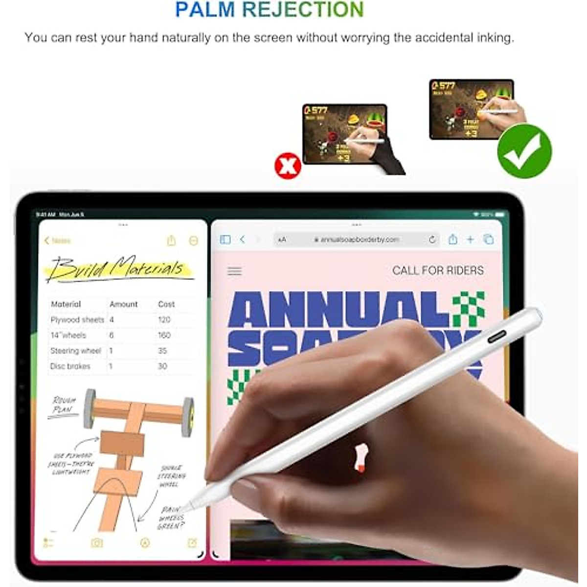 Pencil 2nd Generation Magnetic Wireless Charging: HATOKU Stylus Pen for iPad with Tilt Sensitvity Palm Rejection for iPad Air 3 4 5th M2 - iPad Mini 5 6th - iPad 6 7 8 9 10 Gen - iPad Pro 11 12.9 M4