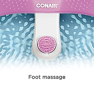 Conair Soothing Pedicure Foot Spa Bath with Soothing Vibration Massage, Deep Basin Relaxing Foot Massager with Jets, Pink/White