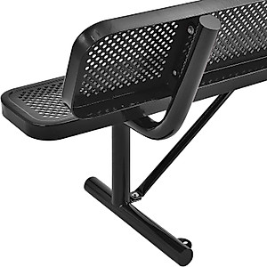 Global Industrial 72" Perforated Metal Outdoor Picnic Bench with Backrest, Black