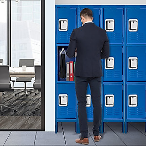 Pataku Metal Lockers for Employees, 3 Tier Storage Locker Cabinet, Steel Lockers 3 Lockable Doors for School, Gym, Office, Home(Blue, 3-Tier)
