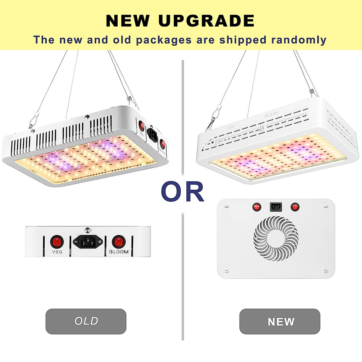 Aidyu 1000W LED Grow Light, Full Spectrum Growing Lamps for Indoor Hydroponic Greenhouse Plants with Veg and Bloom Switch, Safe, UV & IR, Adjustable Rope Hanger