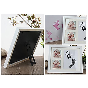 Putybudy Baby Handprint Footprint Keepsake Kit, Baby Keepsake Frames Picture Frame Kit with Ink Pad Baby Shower Gifts Baby Milestone Picture Frames Decor for Infant Boys Girls- White Frame