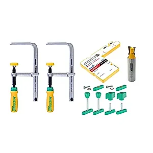 MICROJIG Matchfit DVC-1177K2 Dovetail Clamp Pro, Green/Yellow/Silver