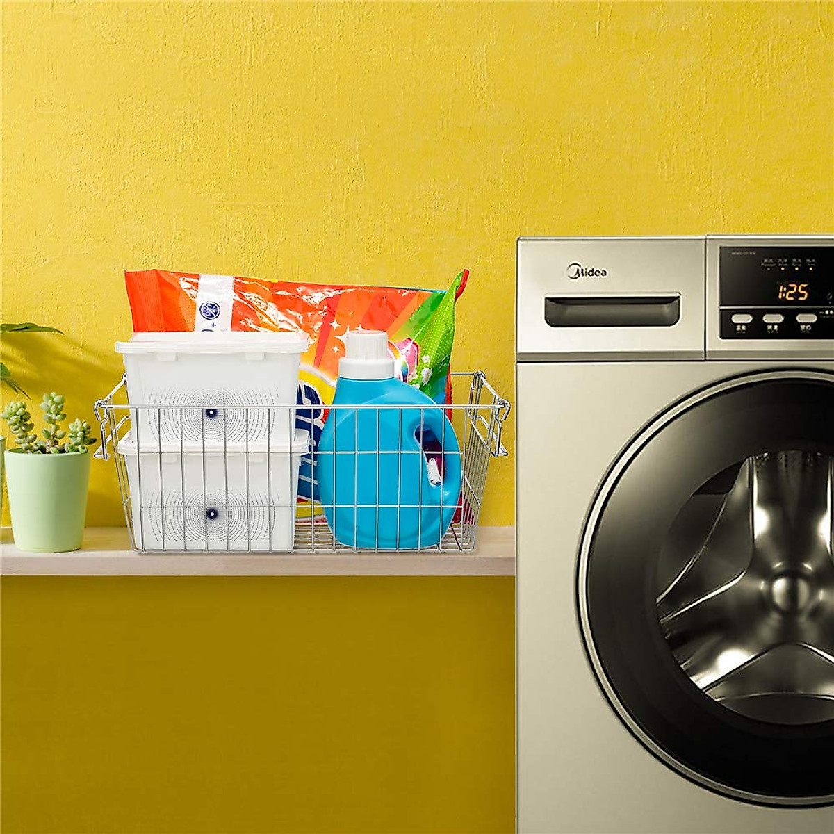 SANNO Stackable Chest Freezer Baskets Organizer Bins, Stackable Wire Baskets For Pantry Storage and Organization With Sturdy Metal Food Baskets Pantry Organized,set of 3