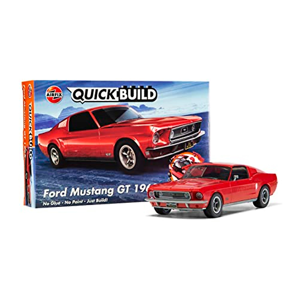 Airfix Quickbuild Ford Mustang GT 1968 Red Brick Building Plastic Model Kit Car J6035