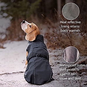 LUCOLOVE Dog Winter Coat - Waterproof Heat-Retaining Insulated Vest - Easy On/Off and Lightweight - for All Weather Conditions - Suits Very Small to Very Large Dog Breeds (L)