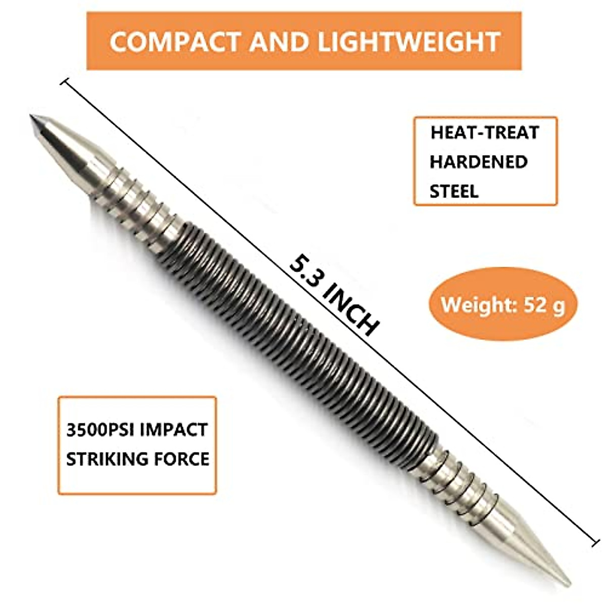 WHLLING 1/16″Dual Head Nail Setter and 3/16″Center Punch, 3500 PSI Striking Force Counter Punch Spring Nail Set