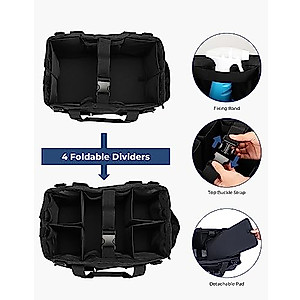 F40C4TMP Double Leaves Large Wearable Cleaning Caddy Bags for Housekeepers, Cleaning Supplies Organizer, Tools Tote with Handle for Housekeeping and Car Storage, Black