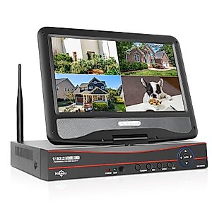【No HDD/Power Adapter/Mouse】 10'' LCD Wireless WiFi NVR 8 Channels Network Video Recorder, Motion Detection Zones, 24/7 Record, Work with Hiseeu 1080P/3MP/5MP Eseecloud Wireless Camera