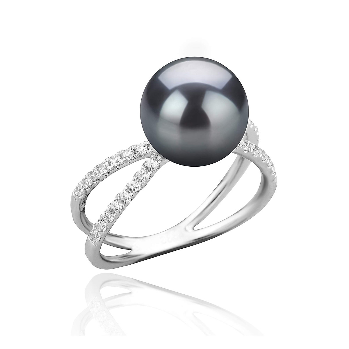 Zana Black 9-10mm AAA Quality Tahitian 925 Sterling Silver Cultured Pearl Ring For Women - Size-7