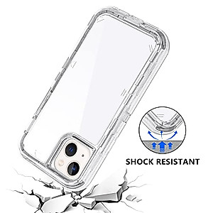 WOLLONY for iPhone 14 Plus Clear Case 3 in 1 Hybrid Heavy Duty Protection Shockproof Hard Bumper Anti-Drop Full Body Protective CoverTransparent Rubber Anti-Scratch Case for iPhone 14 Plus 6.7 inch