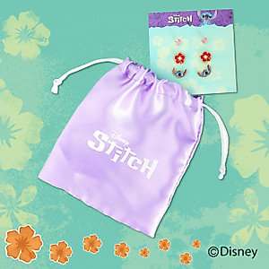 Disney Girls Stitch Earrings 3-Piece Set Officially Licensed - Set of 3 Stitch Stud Earrings for Girls - Stitch Jewelry