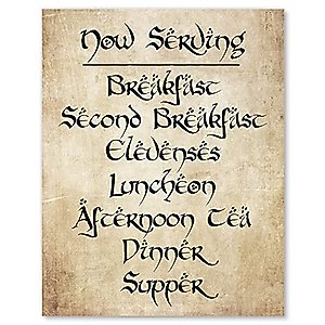 Daily Meals Menu Wall Print - Fan Inspired Home Wall Decor - Second Breakfast Kitchen Sign - Perfect Gift for LOTR Fans - 11x14 - Unframed