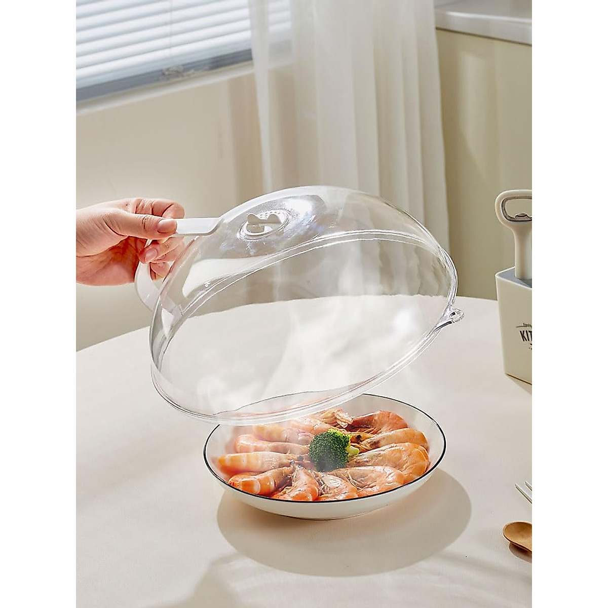 Microwave Splatter Cover for Food,Clear Microwave Splash Guard Cooker lid with Handle,BPA-Free,Soft Plastic