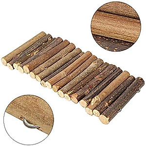 Wooden Ladder Bridge, Hamster Mouse Rat Rodents Toy Natural Hideout Small Animal Chew Toy for Guinea Pig Chinchilla Ferret Reptile (10 * 22cm)