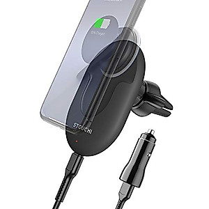 POP Mount Wireless Car Charger, Stouchi 2-in-1 POP Holder and 10W Qi Car Fast Charger Compatible with iPhone 14/13/12/11 Pro/XR/XS/X, Galaxy S22/22+ Ultra (Not Include POP)
