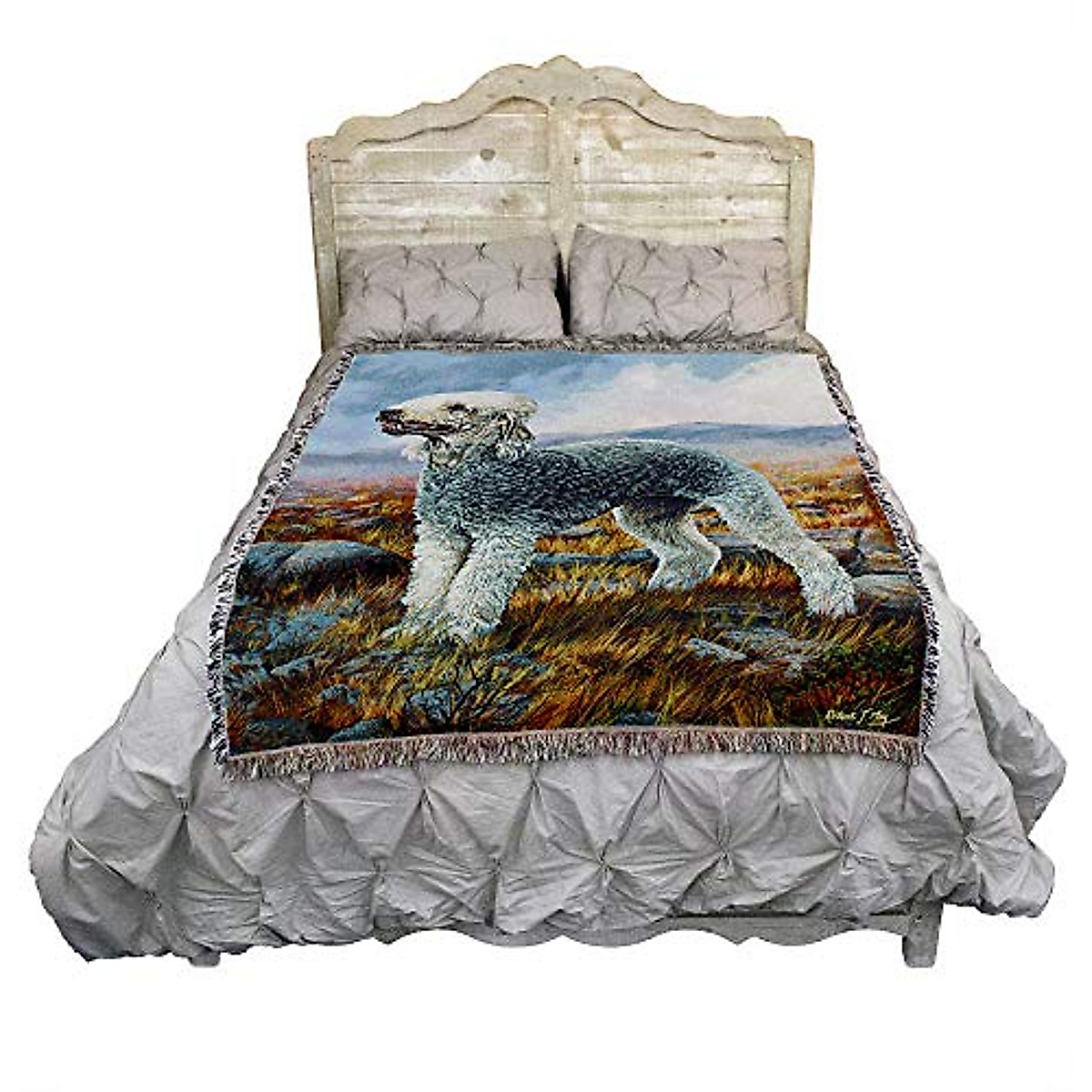 Pure Country Weavers Bedlington Terrier Blanket by Robert May - Gift for Dog Lovers - Tapestry Throw Woven from Cotton - Made in The USA (72x54)