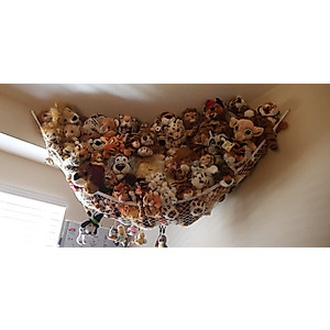 Toy Hammock, Huijukon Jumbo Corner Toy Hammock Toy Storage Net Hammock Collection Organizer for Stuffed Animals Squishmallows Cuddly Plush Soft Toys | Size: 86" x 60" x 60" (White)