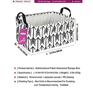 INGHUA Rectangular Storage Basket Fabric Organizer Bin for Toys,Books,Clothes,Gifts,Pets-Perfect for Home,Office,Nursery,Dorm,Shelf(Rec Black Arrows)