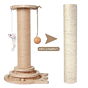 PowerKing Natural Sisal Replacement Scratching Post, 15.7'' 2 Pieces M8 Cat Scratch Post Refill Pole Parts for Refurbishment, Include Screws (White)