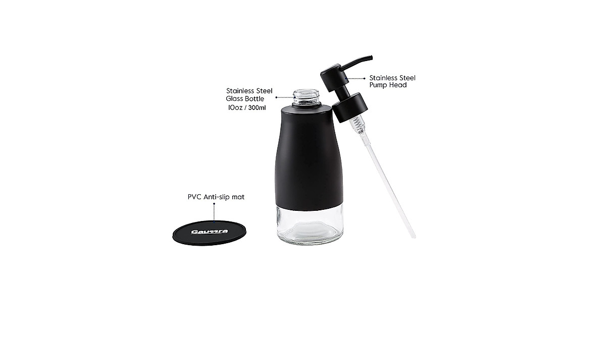 Gaussra Black Stainless Steel Soap Dispenser with Coaster - 11oz
