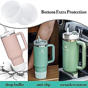 8Pcs Stanley Cup Accessories, Universal for Stanley Cup 1.0 and 2.0, Included 2 Square Stanley Spill Stoppers, 2 Stanley Straw Cover, 2 Round Stanley Leak Stopper, 2 Silicone Bottle Boot, Clear