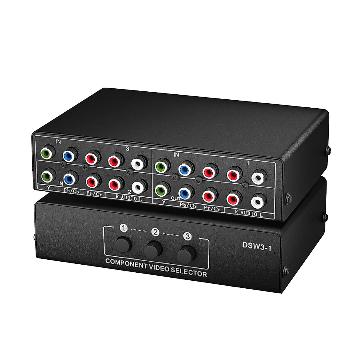 BolAAzuL Component AV Video Switch Box 3 in 1 Out, 3 Port 5 RCA YPbPr Cable RGB Component AV Switcher Selector Converter 3-Way Plug & Play for Retro Gaming PS2 Wii Xbox DVD Player TV