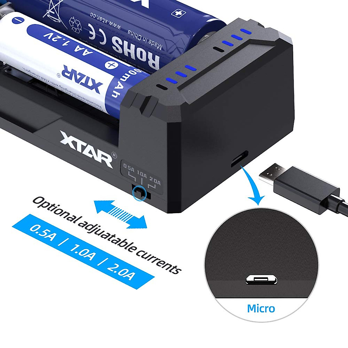 XTAR FC2 2A Battery Charger 18650 26650 Protected unprotected 21700 charger