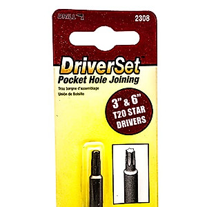 Milescraft 2308 DriverSet - 3-Inch and 6-Inch T20 Trox Driver Bits for Pocket Hole Systems