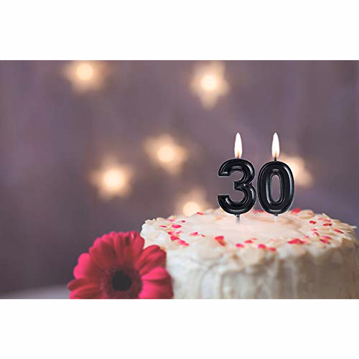 Bailym Black 30th Birthday Candles, Number 30 Cake Topper for Men Birthday Decorations Party Decoration
