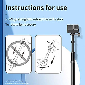 TELESIN 106" Long Selfie Stick Pole (G2 2.7 Meters) Extension Carbon Fiber Light Monopod for GoPro Max Mini Hero 11 10 9 8 7 6 5, Insta360 One R X2 X3 Go 2, DJI Osmo Pocket 2 Action 2 3 Accessories