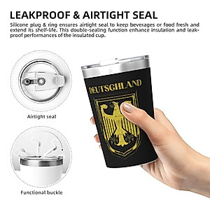 12oz Tumbler Vintage Germany Eagle Stainless Steel Cup With Straw And Lid Spill Proof Bulk Double Wall Vacuum Reusable Water Tumblers For Cold Hot Drink