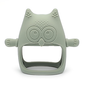 Drop Resistant Silicone Baby Teether Toy for 3+ Month Infants, Baby Chew Toy for Sucking Needs, Hand Pacifier for Breast Feeding Babies, BPA Free (Sage)