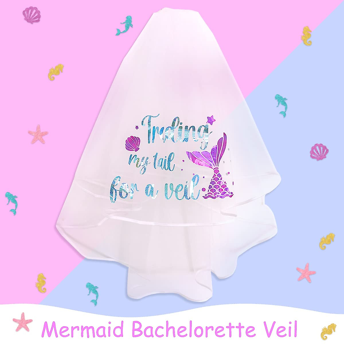 Mermaid Party Favors Mermaid Bridal Bachelorette Party Sash Mermaid Veil for Bachelorette My Last Splash Sash Trading my Tail for a Veil Decorations for Bridal Shower Engagement Wedding Hen Party