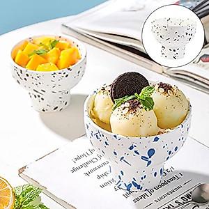 PAREKS 1pc Snack Tasters Dessert Cereal Trifle Bowls White Parfaits Yogurt Party Mixing Cups Multipurpose Milk Dishes Kitchen Soda Glass Drinking Juice Ceramic Footed Sauce