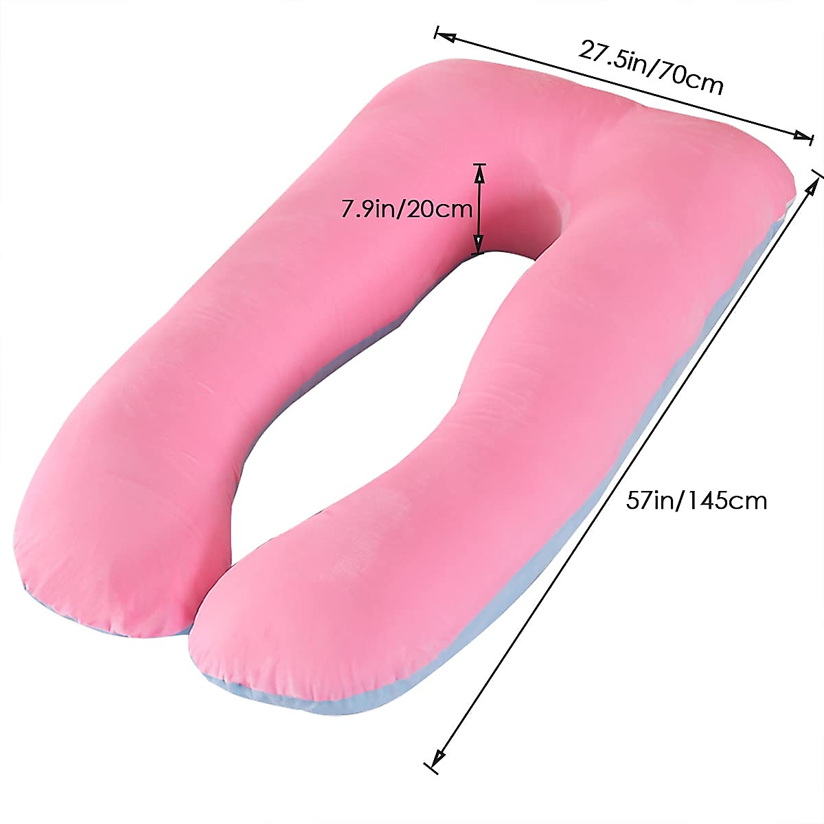 MINGPINHUIUS Pregnancy Pillow U Shaped Full Body Maternity Pillow for Sleeping, 57 Inch Pregnant Women Pillow with Removable Velvet Cover (Pink/Blue)