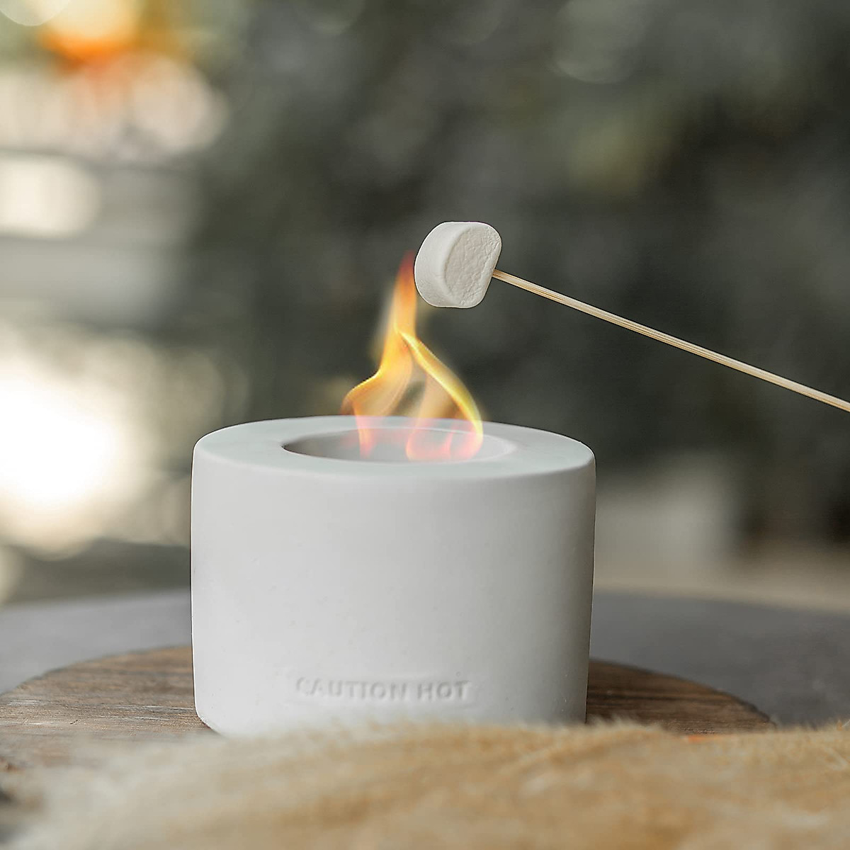 Frontsea Tabletop Rubbing Alcohol Fire Pit, Portable Tabletop Fireplace Concrete Bowl, Outdoor Indoor Ethanol Fireplace for Farmhouse, Valentine's Day, Party, Dining and Birthday