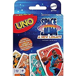 Mattel Games UNO Space Jam: A New Legacy Themed Card Game Featuring 112 Cards with Movie Graphics, Kid, Movie & Sports Fan Gift Ages 7 Years & Older.
