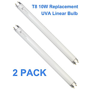 CHKADAWA BL T8 F10W 2 Pack Replacement Bulbs for Aspectek, LiBa 20W Indoor Device, F10T8 BL368nm 10 Watt Tube G13, 13'' Linear Black Light Fluorescent Tube.