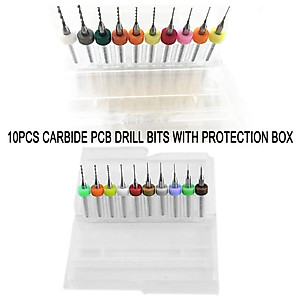 Micro Drill Bits - 10Pcs 0.3mm to 1.2 mm Tungsten Carbide PCB Print Circuit Board Tip Rotary Tool Jewelry CNC Engraving Drill Bits Set for PCB Circuit Board, Dremel PCB Jewelry Making (0.3-1.2mm)