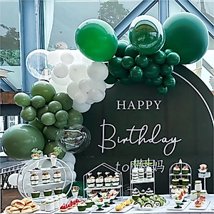 110pcs Dark Green Balloons, 12inch Green Latex Party Balloons, Helium Quality for Birthday Wedding Gender Reveal Christmas Party Decorations(With 2 Green Balloons)