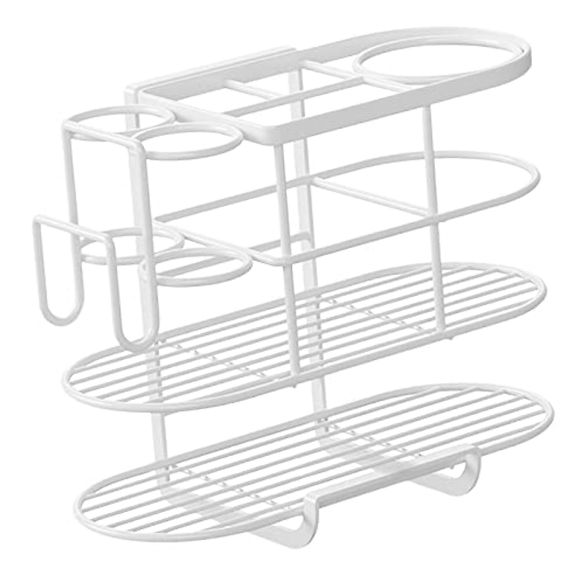 Almencla Iron Hair Dryer Holder Wall Hair Care Tools Organizer Shower Shelf Bathroom Storage Stand Hanger Hair Straightener Stand Bathroom Bedroom, White