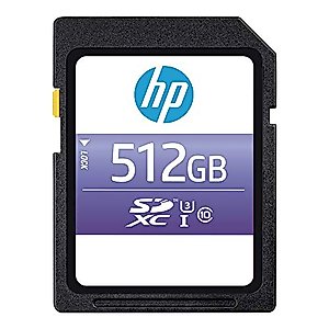 HP 512GB sx330 Class 10 U3 SDXC Flash Memory Card - 95MB/s, Class 10, U3, 4K UHD, Full HD, UHS-I, Full Size SD
