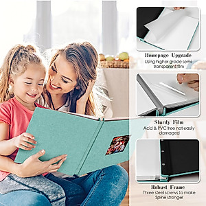 Spbapr Photo Album Self Adhesive 3x5 4x6 5x7 8.5x11 Magnetic Scrapbook 11 x Width 10.6 (Inches) 40 Pages Linen Cover DIY Photo Album with A Metallic Pen