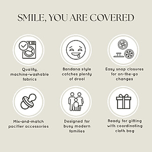 Dodo Babies Baby Bandana Drool Bibs For Girls + 2 Pacifier Clips + Pacifier Case in a Gift Bag, Pack of 4 Premium Quality, Excellent Baby Shower/Registry Gift