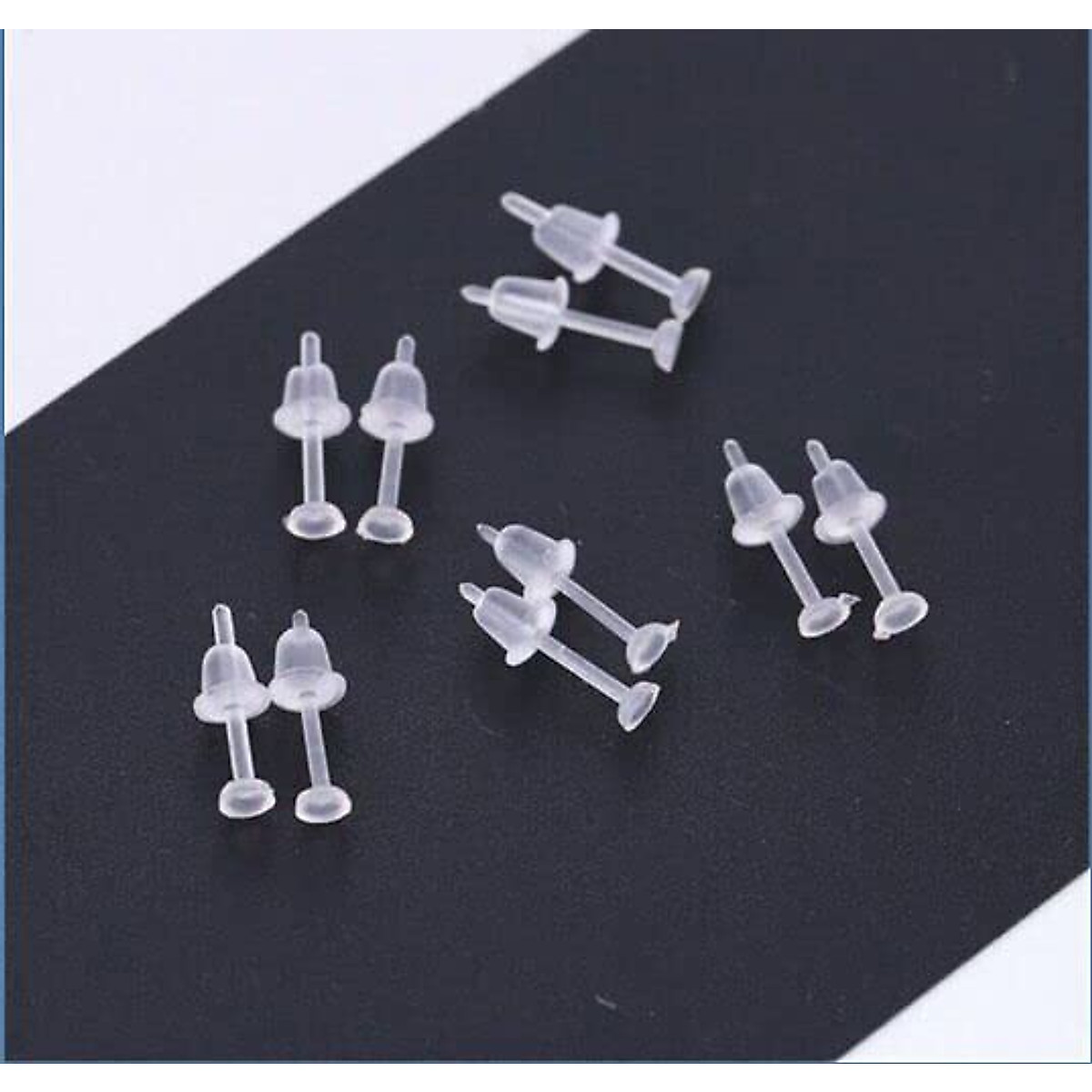 Plastic Earrings,Clear Plastic Earrings Clear Earrings Plastic Post Earrings Plastic Earring Posts and Earring Backs Silicone Earrings Clear Stud Earrings 100 Pairs Back Earrings and Blank Pins Stud…